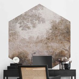 Bilderwelten Hexagon Tapete Vliestapete Abstrakt Wandtapete braun - Versteckter Wald am Horizont - Deko Wohnzimmer Schlafzimmer