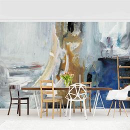 Bilderwelten Fototapete originell Abstrakt Aquarell weiss - Wechselspiel Abstrakt I - Deko Wohnzimmer Schlafzimmer