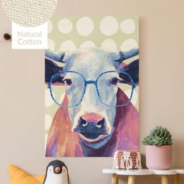 Bilderwelten Leinwandbild - Hochformat Bebrillte Tiere - Kuh