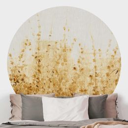 Bilderwelten Runde Tapete Blumen Tropisch Wandtapete beige - Bl&auml;tterfeld im Sommer - Blumenwiese Wohnzimmer Schlafzimmer