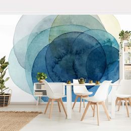 Bilderwelten Fototapete originell Abstrakt Aquarell blau - Urknall - blau - Deko Wohnzimmer Schlafzimmer