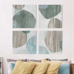 Bilderwelten Leinwandbild originell Abstrakt Kunstdruck Leinwanddruck - Jadesteine Set II - Wandbild XXL Wohnzimmer Schlafzimmer