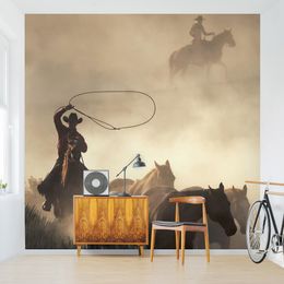 Bilderwelten Fototapete Tiere modern Wandtapete einzigartig - Cowboys - Deko Kinderzimmer Baby M&auml;dchen Jungen