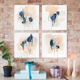 Bilderwelten Leinwandbild originell Abstrakt Kunstdruck Leinwanddruck - Azurit Set II - Wandbild XXL Wohnzimmer Schlafzimmer