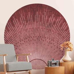Bilderwelten Runde Tapete Spirituell Vintage Wandtapete braun - Boho Japan Sonne - Retro Wohnzimmer Schlafzimmer
