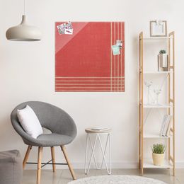 Bilderwelten Glasbild originell Abstrakt rot Glas Wandbild - Linien Treffen auf Rot - Deko Wohnzimmer Schlafzimmer