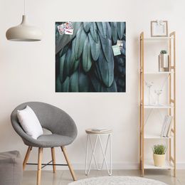 Bilderwelten Glasbild Federn Motiv petrol Glas Wandbild - Federn in Aquamarin - Feder Wohnzimmer Schlafzimmer