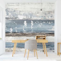Bilderwelten Fototapete originell Abstrakt Wandtapete blau - Eisiger Horizont I - Deko Wohnzimmer Schlafzimmer
