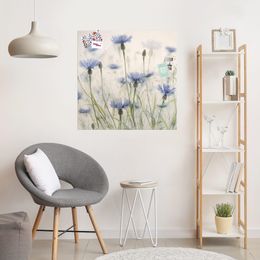 Bilderwelten Glasbild Blumen Landhaus violett Glas Wandbild - Kornblumen und Gr&auml;ser im Feld - Gr&auml;ser Wohnzimmer Schlafzimmer