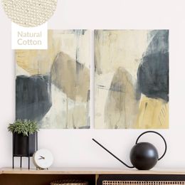Bilderwelten Leinwandbild originell Abstrakt Kunstdruck Leinwanddruck - Dreiklang mit Tigerauge Set II - Wandbild XXL Wohnzimmer Schlafzimmer