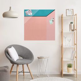 Bilderwelten Glasbild originell Abstrakt rosa Glas Wandbild - Pfirsichfarbende Tiefe - Deko Wohnzimmer Schlafzimmer