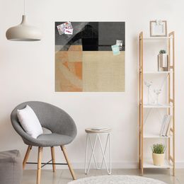 Bilderwelten Glasbild originell Abstrakt beige Glas Wandbild - Transparente Geometrie - Deko Wohnzimmer Schlafzimmer