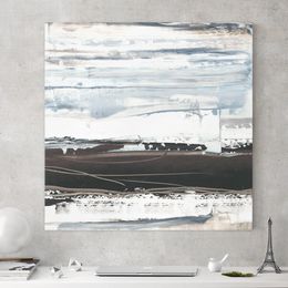 Bilderwelten Leinwandbild originell Abstrakt Kunstdruck braun - Eisiger Horizont II - Wandbild XXL Wohnzimmer Schlafzimmer