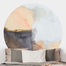 Bilderwelten Runde Fototapete Aquarell Goldene Spitze I