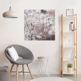 Bilderwelten Glasbild Blumen Landhaus braun Glas Wandbild - Federleichte Wildblumen - Gr&auml;ser Wohnzimmer Schlafzimmer