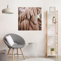 Bilderwelten Glasbild Federn Motiv braun Glas Wandbild - Federn in Rosegold - Feder Wohnzimmer Schlafzimmer