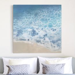 Bilderwelten Leinwandbild Strand modern Kunstdruck blau - Ebbe und Flut in Farbe II - Landschaft XXL Wohnzimmer Schlafzimmer