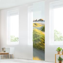 Bilderwelten Schiebegardine Strand Motiv Klett oder Keder gr&uuml;n - D&uuml;nen und Gr&auml;ser am Meer - Gr&auml;ser Schiebevorhang Wohnzimmer Schlafzimmer