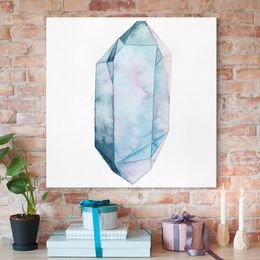 Bilderwelten Leinwandbild Spirituell modern Aquarell blau - Edelstein in D&auml;mmerung I - Wandbild XXL Wohnzimmer Schlafzimmer