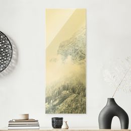 Bilderwelten Glasbild Natur Motiv weiss Glas Wandbild - Wei&szlig;er Nebel in den Bergen - Berg Wohnzimmer Schlafzimmer