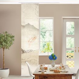 Bilderwelten Schiebegardine Natur Vintage Klett oder Keder beige - No.MW8 Japanische Stille - Landschaft Schiebevorhang Wohnzimmer Schlafzimmer