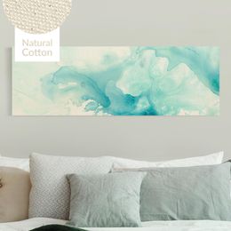 Bilderwelten Leinwandbild - Panorama Emulsion in wei&szlig; und t&uuml;rkis II