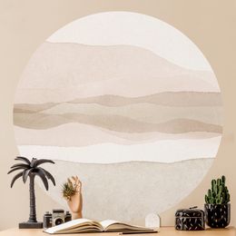 Bilderwelten Runde Tapete Vliestapete Abstrakt Aquarell beige - Aquarell Landschaft Lichtberge - Deko Wohnzimmer Schlafzimmer