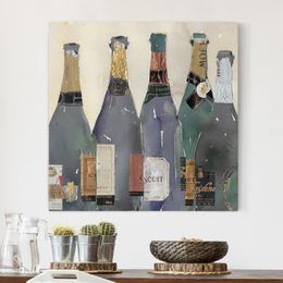 Bilderwelten Leinwandbild Kulinarisch Illustration Aquarell gr&uuml;n - Entkorkt - Champagner - Getr&auml;nke XXL K&uuml;che