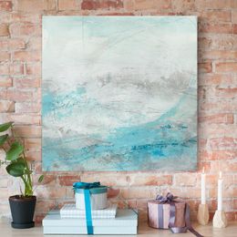 Bilderwelten Leinwandbild originell Abstrakt Kunstdruck t&uuml;rkis - Eismeer I - Wandbild XXL Wohnzimmer Schlafzimmer