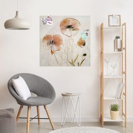 Bilderwelten Glasbild Blumen Motiv beige Glas Wandbild - Getrocknete Mohnbl&uuml;ten mit zarten Gr&auml;sern - Mohn Wohnzimmer Schlafzimmer