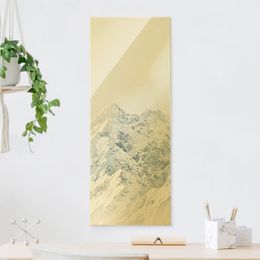 Bilderwelten Glasbild Natur Motiv weiss Glas Wandbild - Wei&szlig;e Berge - Berg Wohnzimmer Schlafzimmer