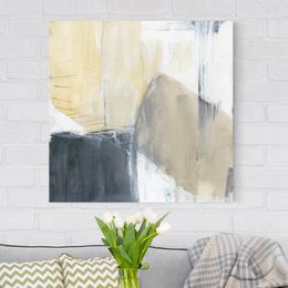 Bilderwelten Leinwandbild originell Abstrakt Kunstdruck grau - Dreiklang mit Tigerauge I - Wandbild XXL Wohnzimmer Schlafzimmer