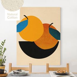 Bilderwelten Leinwandbild Kulinarisch Abstrakt Kunstdruck orange - Stillleben - Zwei &Auml;pfel - Obst XXL K&uuml;che