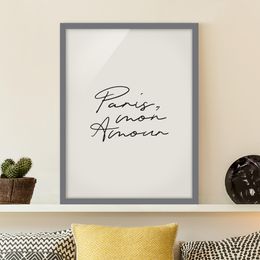 Bilderwelten Bild mit Rahmen Spruch Paris mon Amour