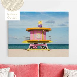 Bilderwelten Leinwandbild Strand Motiv Kunstdruck blau - Miami Beach - Amerika XXL Wohnzimmer Schlafzimmer