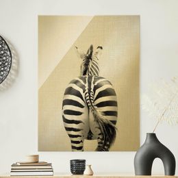 Bilderwelten Glasbild Tiere Motiv schwarz weiss Glas Wandbild - Zebra von hinten Schwarz Wei&szlig; - Zebra Kinderzimmer Baby M&auml;dchen Jungen