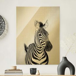 Bilderwelten Glasbild Tiere Motiv schwarz weiss Glas Wandbild - Zebra Zilla Schwarz Wei&szlig; - Zebra Kinderzimmer Baby M&auml;dchen Jungen