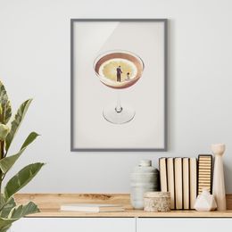 Bilderwelten Bild mit Rahmen Kulinarisch beige Vintage inkl. Rahmung - My Drink needs a Drink - Getr&auml;nke Wohnzimmer Schlafzimmer