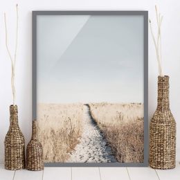 Bilderwelten Bild mit Rahmen Strand beige modern inkl. Rahmung - Der Weg zum Strand - D&uuml;nen Wohnzimmer Schlafzimmer