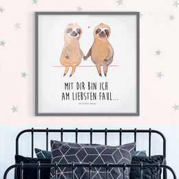Bilderwelten Bild mit Rahmen Mr. & Mrs. Panda - Faultier - Mit Dir