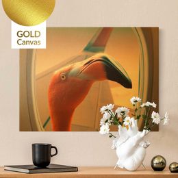 Bilderwelten Leinwandbild Tiere Digital Art Kunstdruck orange - Sitzplatz am Fenster - Flugzeug & Hubschrauber XXL Wohnzimmer Schlafzimmer
