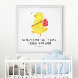 Bilderwelten Bild mit Rahmen Tiere gelb Abstrakt Aquarell - Mr. & Mrs. Panda - K&uuml;ken - Flausen und Wunder - Spr&uuml;che Kinderzimmer Baby M&auml;dchen Jungen