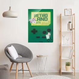 Bilderwelten Glasbild Retro Gaming Konsole in T&uuml;rkis