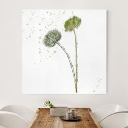 Bilderwelten Leinwandbild - Quadrat Botanisches Aquarell