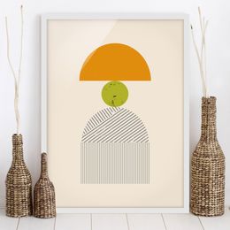 Bilderwelten Bild mit Rahmen originell beige Abstrakt inkl. Rahmung - Formen III - Deko Wohnzimmer Schlafzimmer