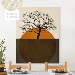 Bilderwelten Leinwandbild Sonne mit Baum