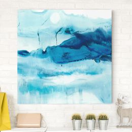 Bilderwelten Leinwandbild originell Abstrakt Aquarell blau - Blaue Str&ouml;mung I - Wandbild XXL Wohnzimmer Schlafzimmer
