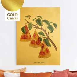 Bilderwelten Leinwandbild Kulinarisch Vintage Kunstdruck beige - Vintage Pflanze - Pizza - Pflanzen XXL Wohnzimmer Schlafzimmer