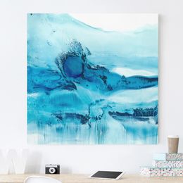 Bilderwelten Leinwandbild originell Abstrakt Kunstdruck blau - Blaue Str&ouml;mung II - Wandbild XXL Wohnzimmer Schlafzimmer