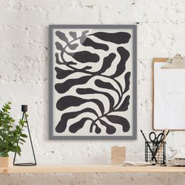 Bilderwelten Bild mit Rahmen originell schwarz modern inkl. Rahmung - Dunkler geschwungener Zweig - Deko Wohnzimmer Schlafzimmer